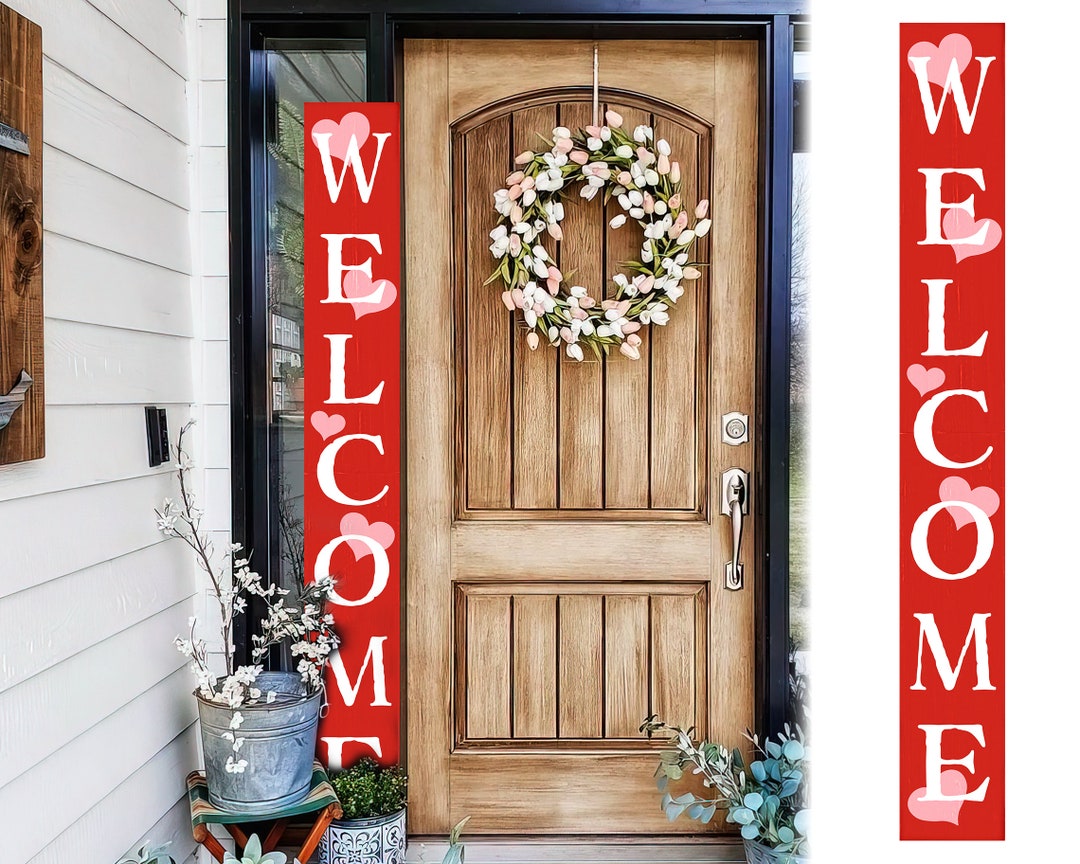 Tall Outdoor Valentine's Day Welcome Sign for Front Door, 6ft Welcome ...