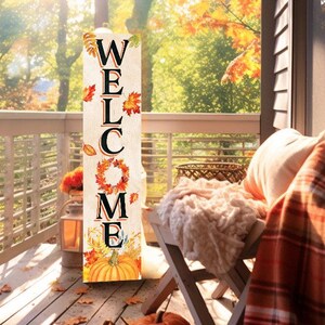 36-inch "welcome" Fall Porch Sign - Wooden Decor - Front Door Display ...
