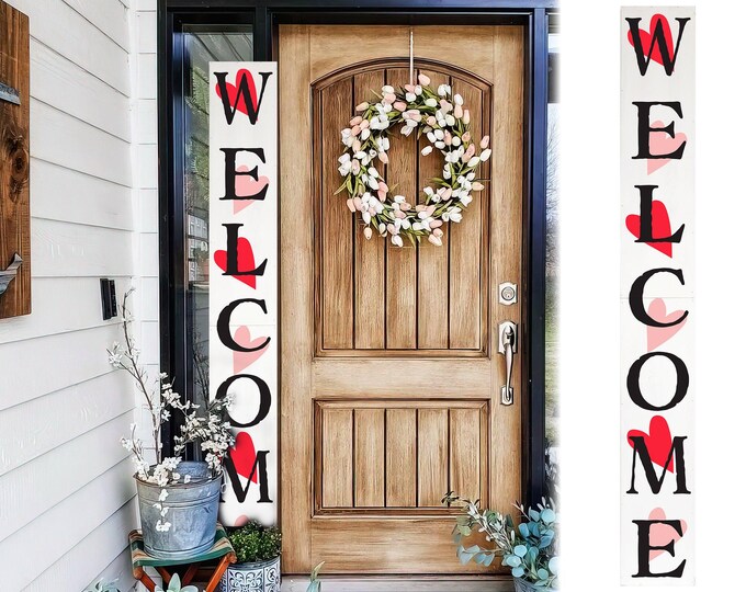 72in Outdoor Valentine's Day Welcome Sign for Front Door, 6ft Welcome ...
