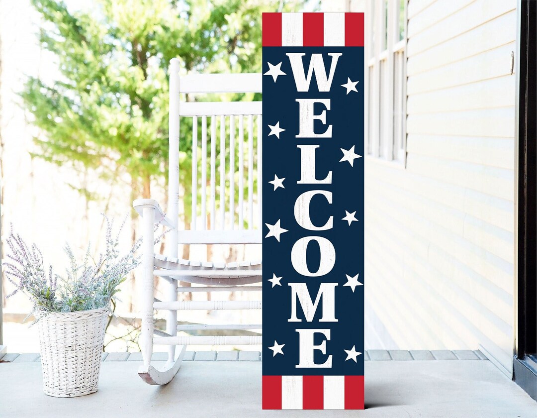 36in welcome 4th of July Porch Sign Vibrant & Patriotic Front Door ...