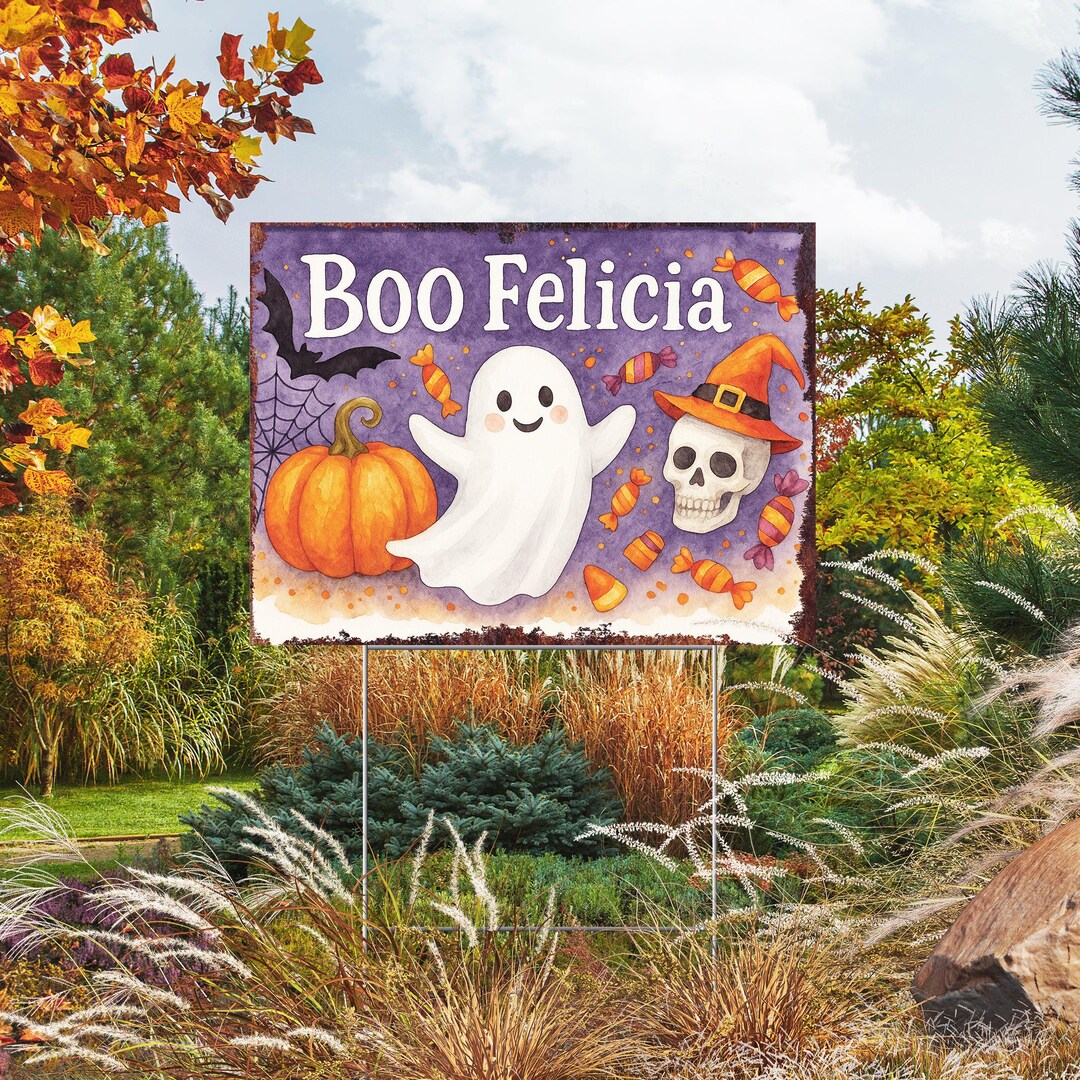 Boo Felicia Halloween Garden Sign – Funny Ghost Yard Stake – UV Print ...