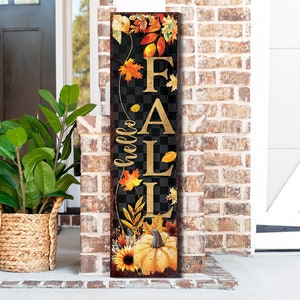 Hello Fall Porch Sign Front Porch Fall Welcome Sign With Vintage Autumn ...
