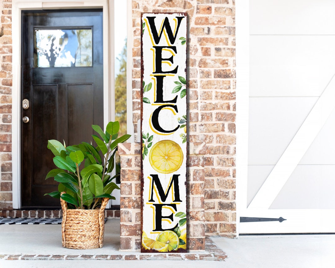 48in Fresh Lemon Summer Welcome Porch Sign Rustic Wooden Decor Outdoor ...