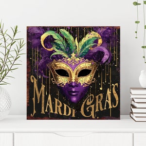 12in Square Mardi Gras Wall Decor, Mardi Gras Wall Art, Vintage Square ...