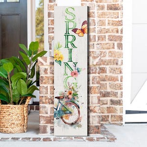 36in Spring Porch Sign for Front Door - Wooden Porch Sign, Front Porch ...