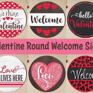 Valentine Welcome Sign, Door Hanger, Valentines Day Decor, Hearts, Love ...