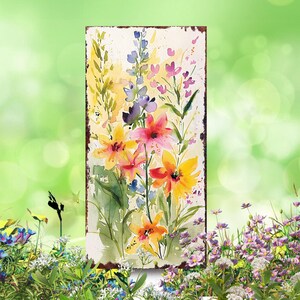 30in Spring Garden Stake | Watercolor Wildflower Decor | Ideal for ...