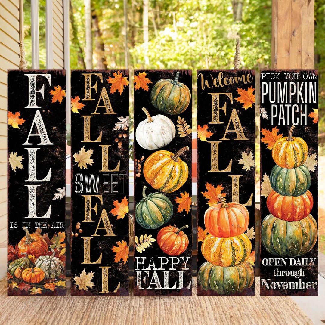 36in Fall Pumpkin Welcome Porch Sign - Front Porch Fall Decor Sign ...
