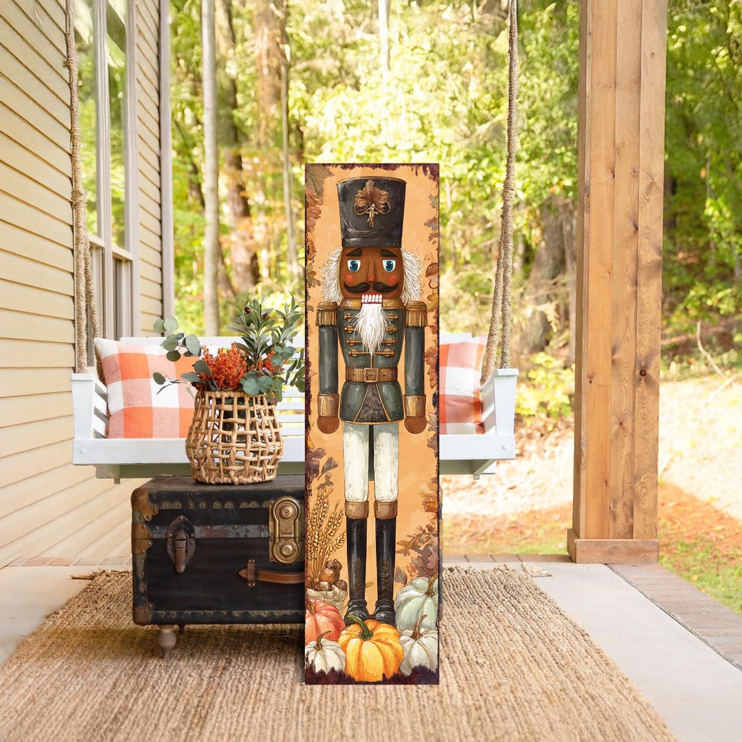 Fall Nutcracker Porch Sign – Rustic Harvest Soldier Decor for Front ...