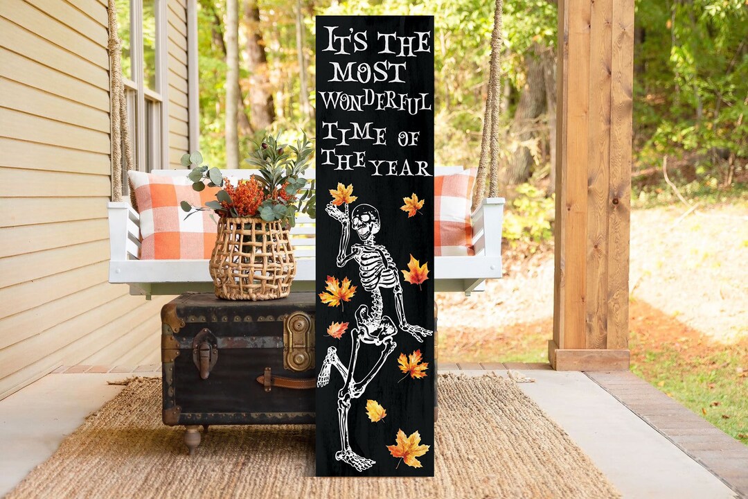 36in Dancing Skeleton Halloween Porch Sign Front Porch Halloween ...