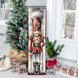 36in Nutcracker Merry Christmas Porch Sign Front Porch Welcome Sign ...