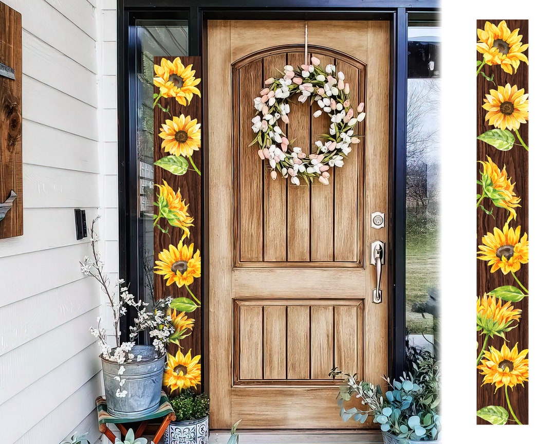 72in Sunflower Porch Sign, Charming Wooden Welcome Decor for Front Door ...