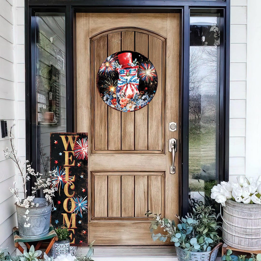 4th of July Owl & Fireworks Door Hanger | Multi Sizes | Patriotic ...