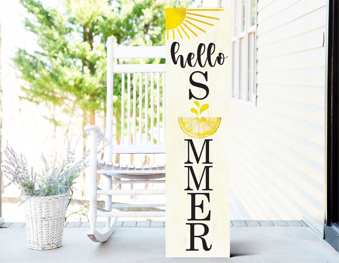 36in Hello Summer Wooden Porch Sign With Lemon Pattern, Perfect for ...