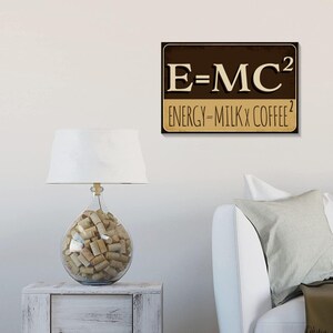 Wooden "e=mc2" Decor Sign, 7.5in X 5in, Humorous Mathematical Equation ...