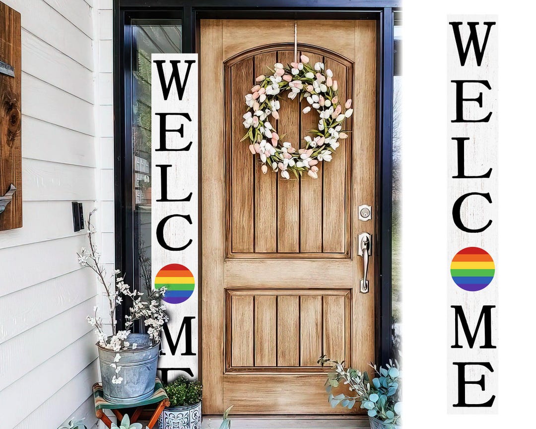 72in Outdoor Rainbow Modern Farmhouse Welcome Sign for Front Door ...