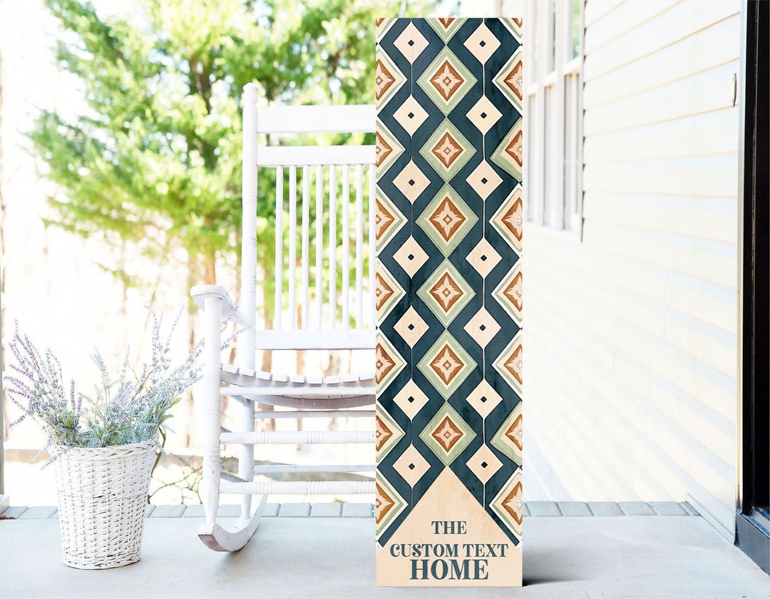 Custom 36in Tile Diamond Pattern Wooden Decor Personalized Home Accent ...