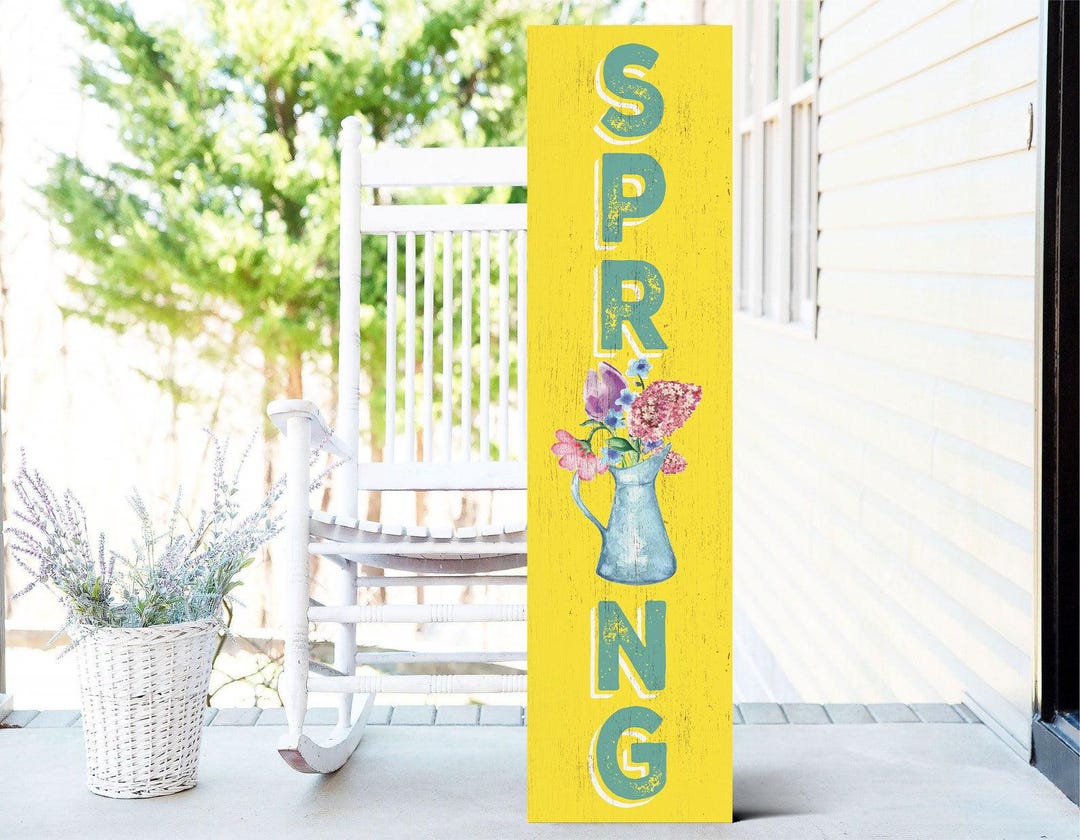 36in Spring Sign for Front Door - Wooden Porch Sign, Front Porch Decor ...