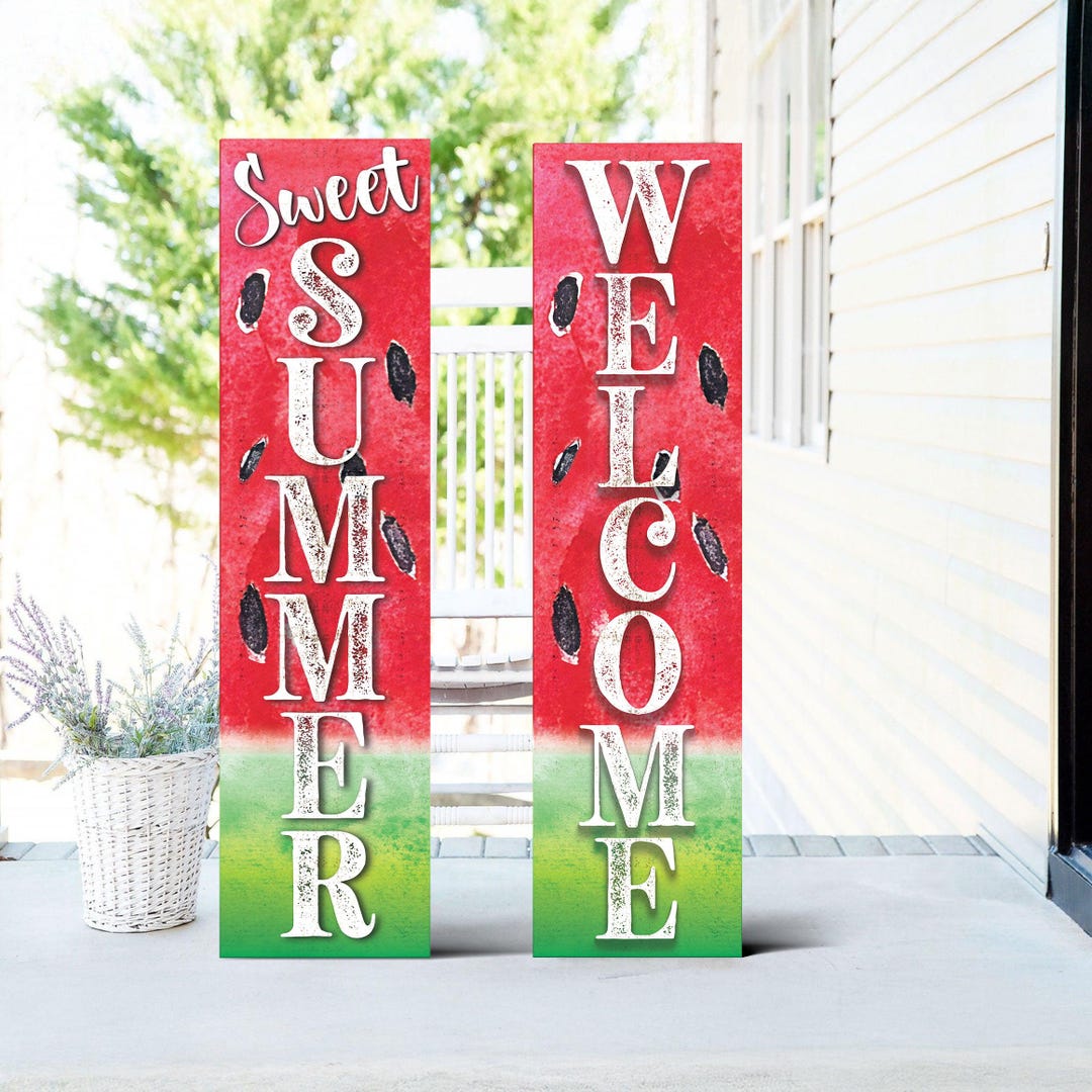 Sweet Summer Watermelon Welcome Porch Sign | Outdoor Front Door Decor ...