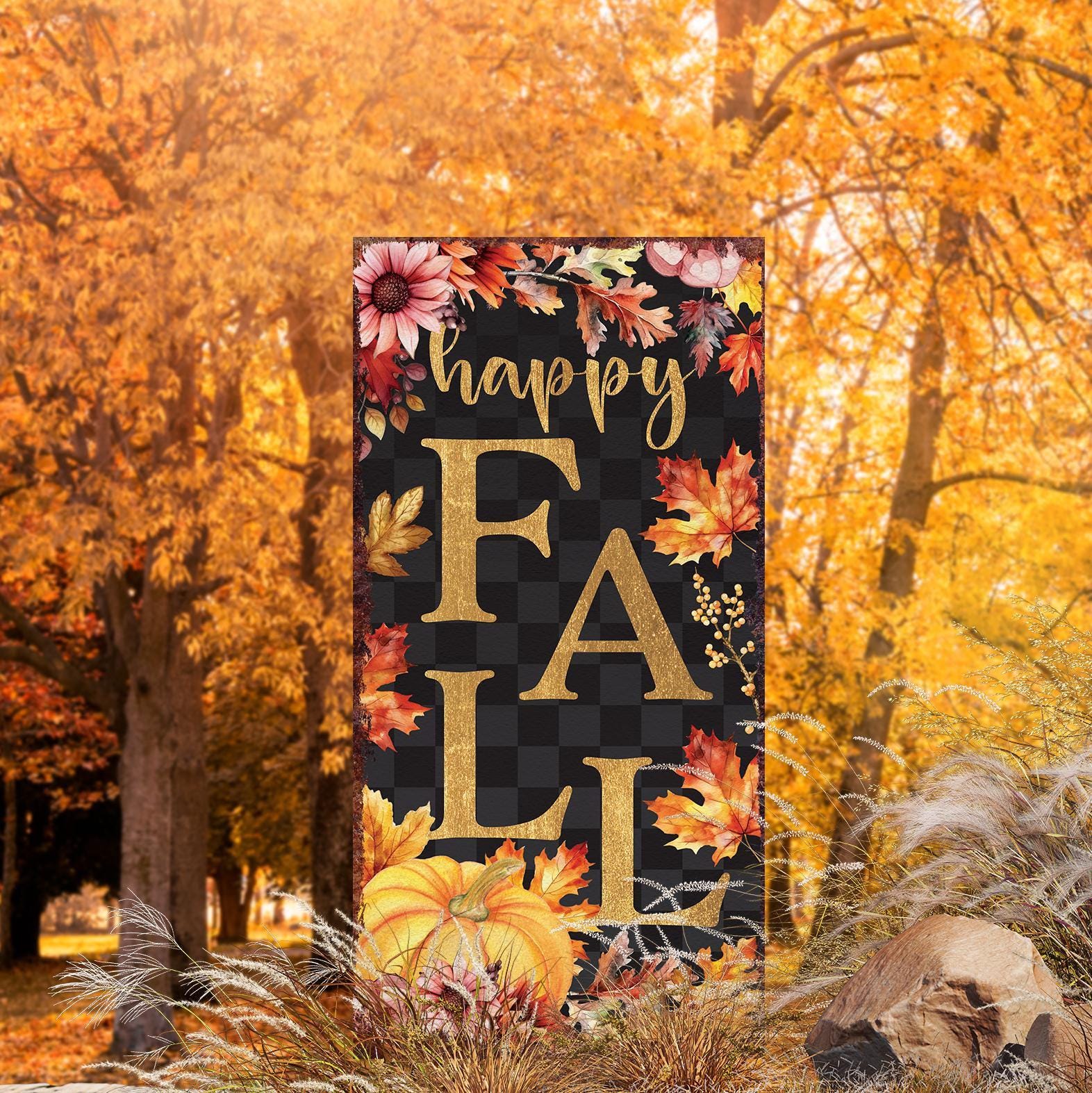30in Happy Fall Garden Stake | Fall Wooden Decor | Fall Sign | Fall ...