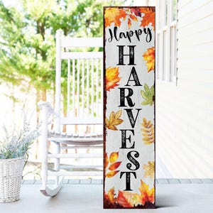 36in Happy Harvest Porch Sign Front Porch Fall Welcome Sign, Vintage ...
