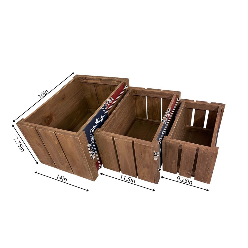 Wood American Flag Crate Set of 3 Decorative Storage for - Etsy