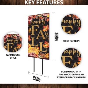 30in Happy Fall Garden Stake | Fall Wooden Decor | Fall Sign | Fall ...