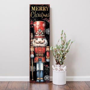 36in Nutcracker Merry Christmas Porch Sign Outdoor Farmhouse Holiday ...