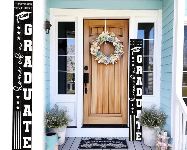 72in Home of a Graduate Porch Sign, Front Porch Sign, Black Graduation ...