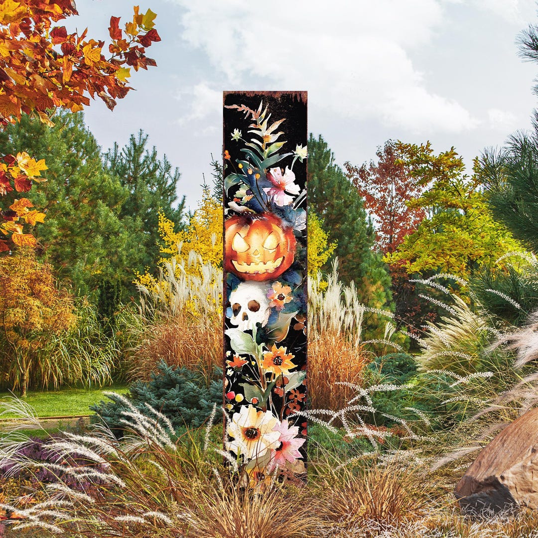 42in Halloween Garden Stake | Wooden Watercolor Jack O Lantern ...