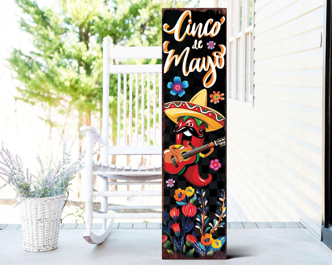 36-inch Cinco De Mayo Wooden Porch Sign | Front Door Decor, Mexican ...