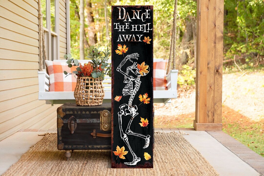 36in Dancing Skeleton Halloween Porch Sign Front Porch Halloween ...