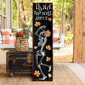 36in Dancing Skeleton Halloween Porch Sign Front Porch Halloween ...