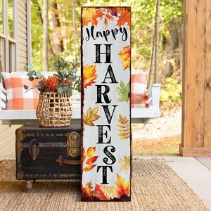 36in Happy Harvest Porch Sign Front Porch Fall Welcome Sign, Vintage ...