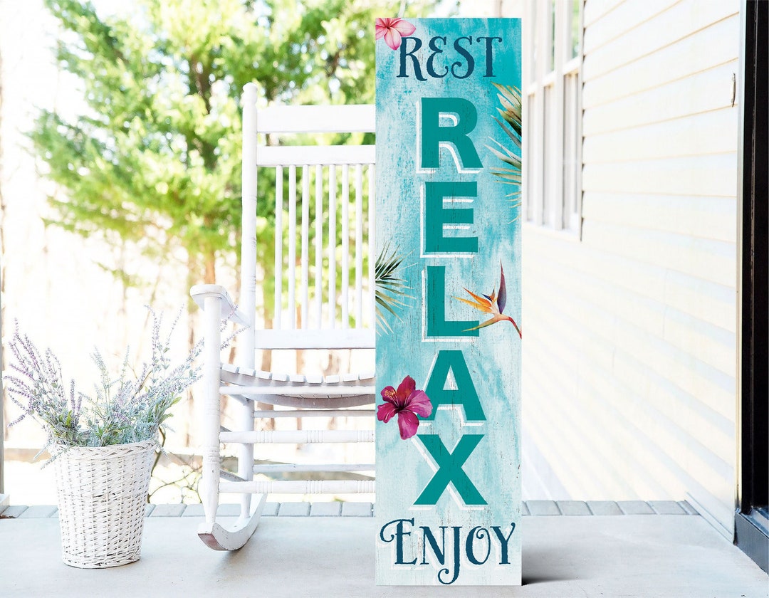 36in Wooden rest Relax Enjoy Summer Welcome - Etsy