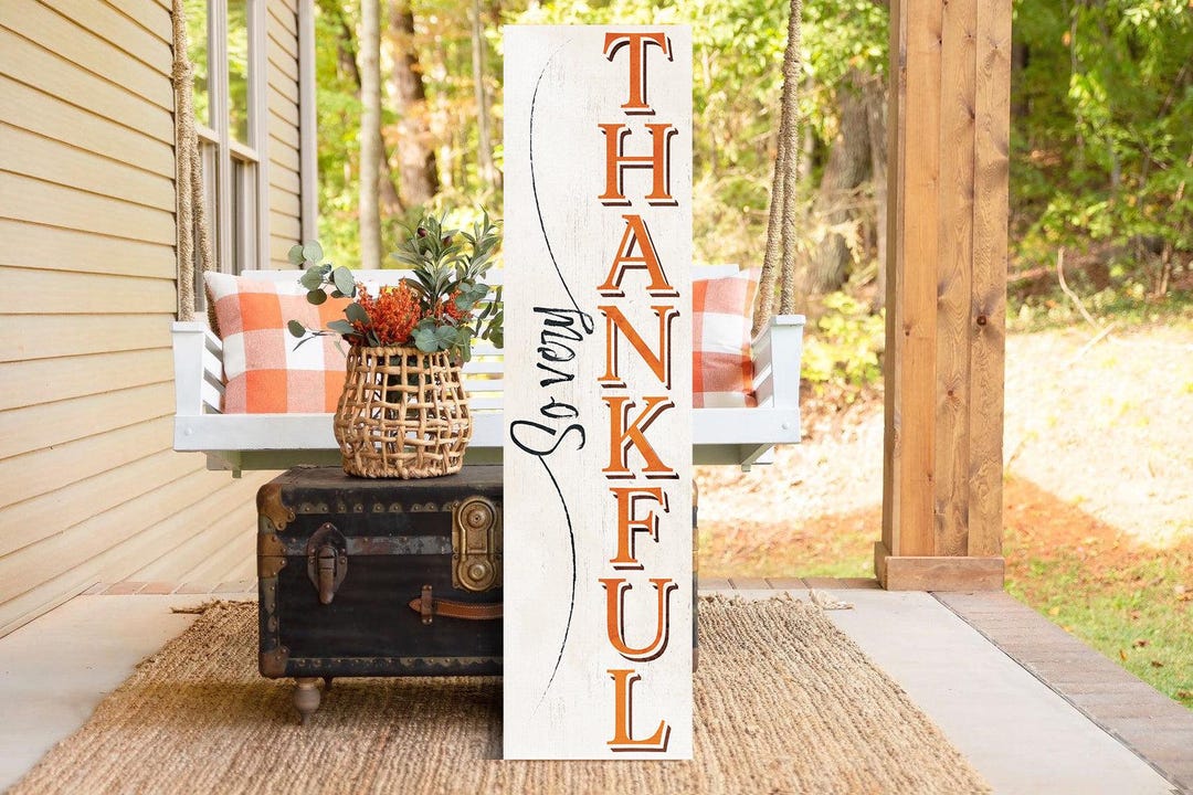 36-inch "so Very Thankful" Thanksgiving Porch Sign - Wooden Decor ...