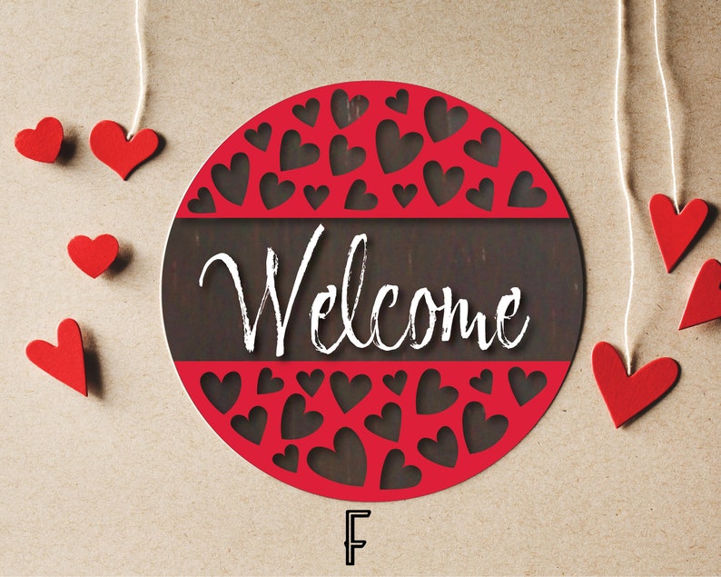 Valentine Welcome Sign Door Hanger Valentines Day Decor - Etsy