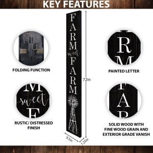 72in Wooden Farm Sweet Farm Welcome Porch Sign, Door Signs & Outdoor ...