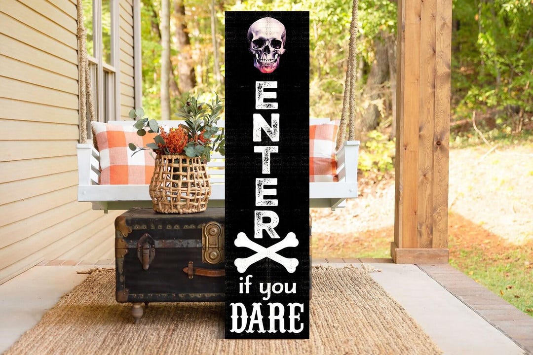 36in "enter If You Dare" Wooden Porch Sign - Spooky Front Door Decor ...