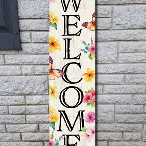 36in Spring Welcome Sign for Front Door - Wooden Porch Sign, Front ...