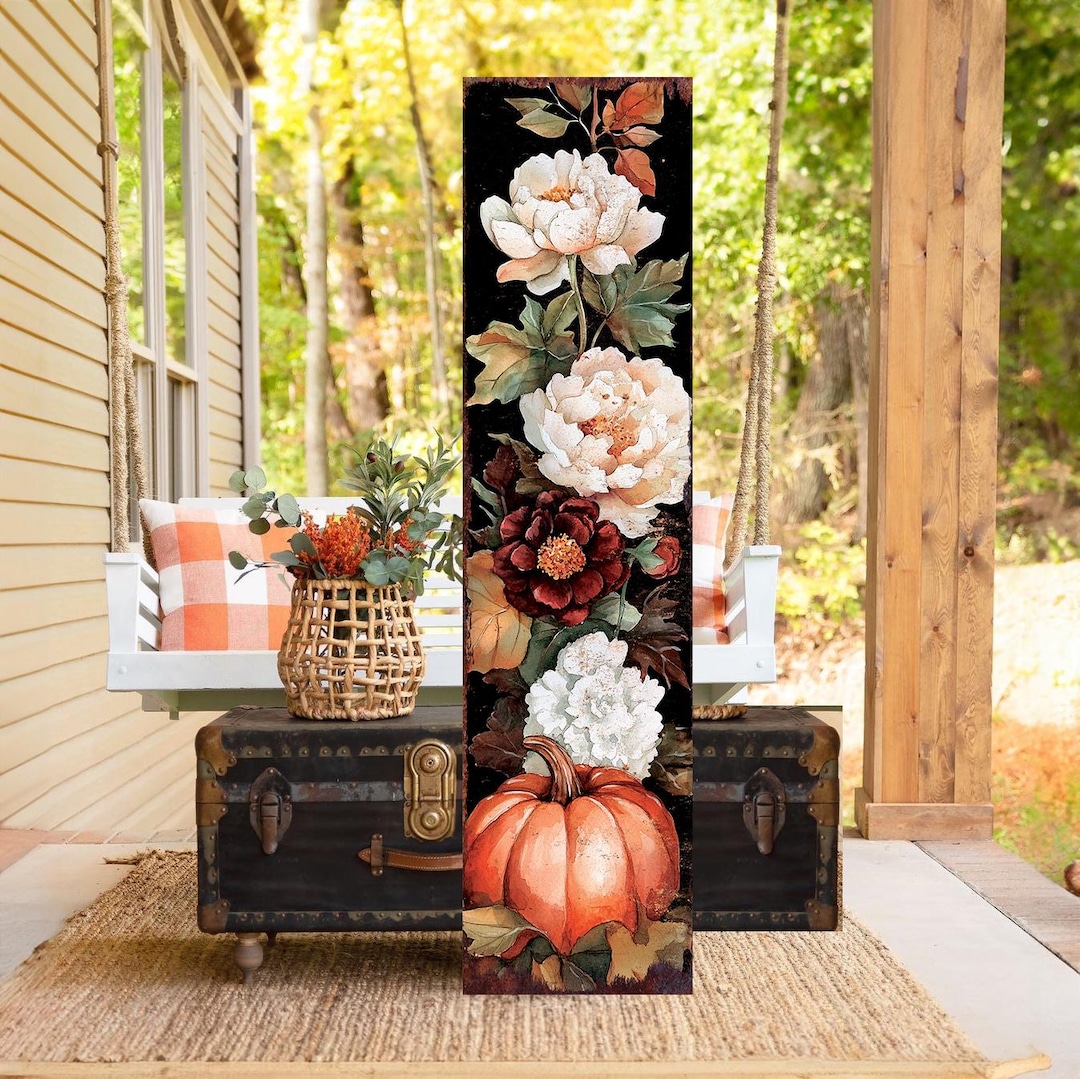 48in Fall Porch Sign - Fall Front Porch Plaque With Autumn Decoration ...