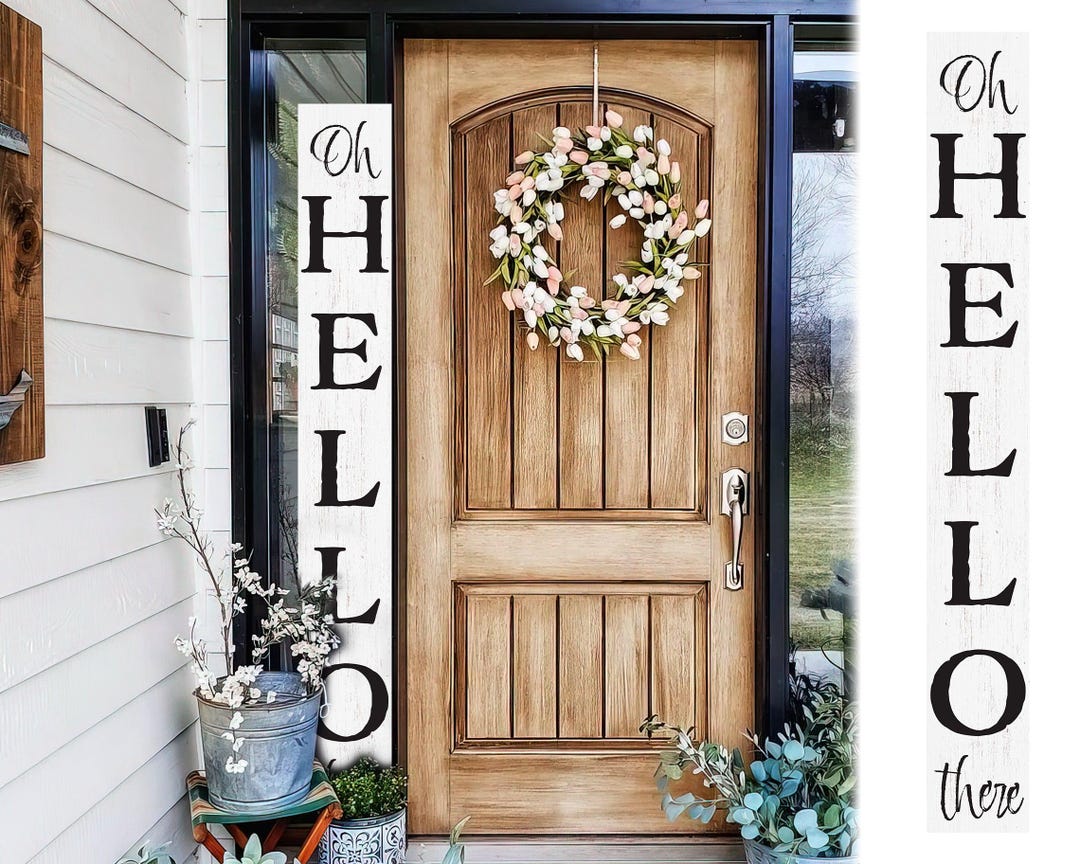 72in 'oh Hello There' Welcome Porch Sign in White - Ideal Housewarming ...