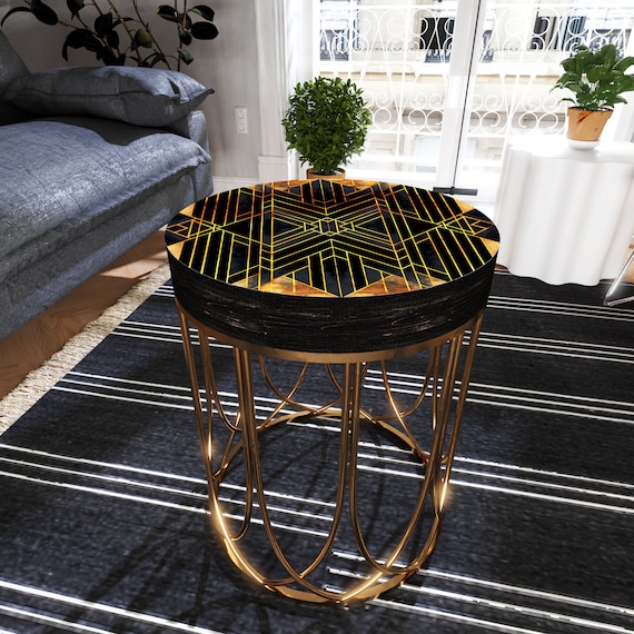 Black geometric side table store