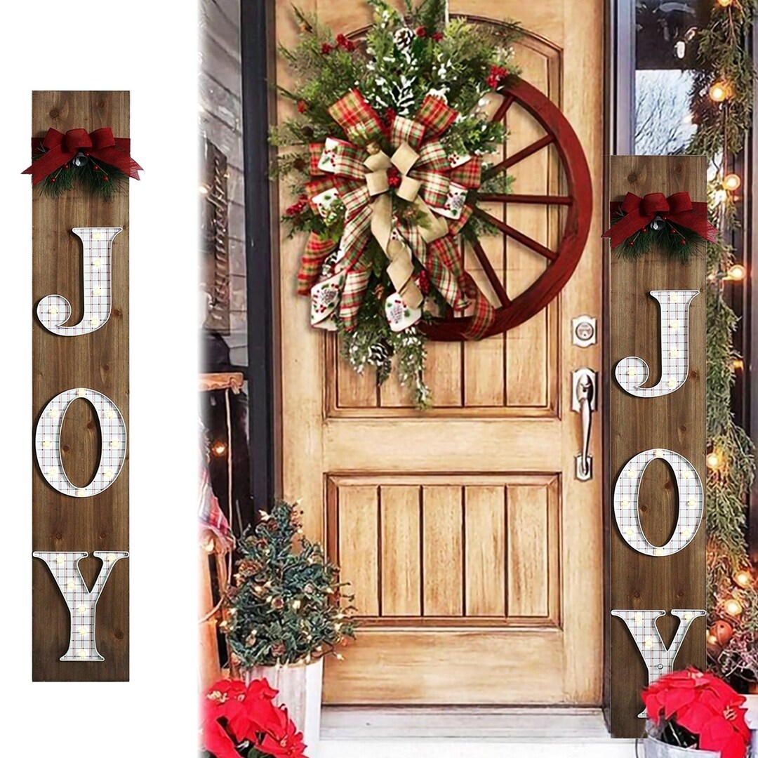 60in Pre-lit Joy Christmas LED Sign for Front Porch Vintage Christmas ...