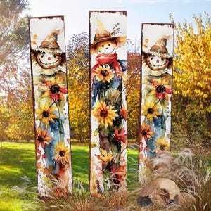 42in Fall Garden Stake | Watercolor Fall Scarecrow Decor | Ideal for ...