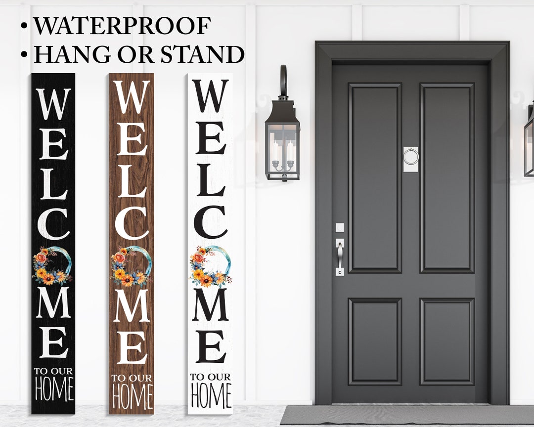 72in Welcome to Our Home With Watercolor Color Wreath Foldable - Etsy