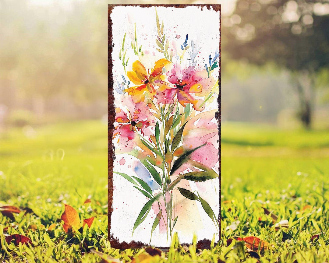 26in Spring Garden Stake | Watercolor Fireweed Floral Decor | Perfect ...