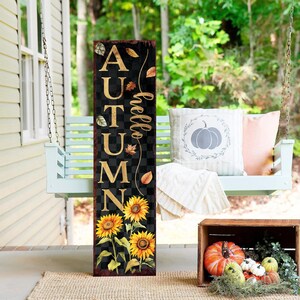 48in Hello Autumn Porch Sign - Front Porch Fall Welcome Sign With ...