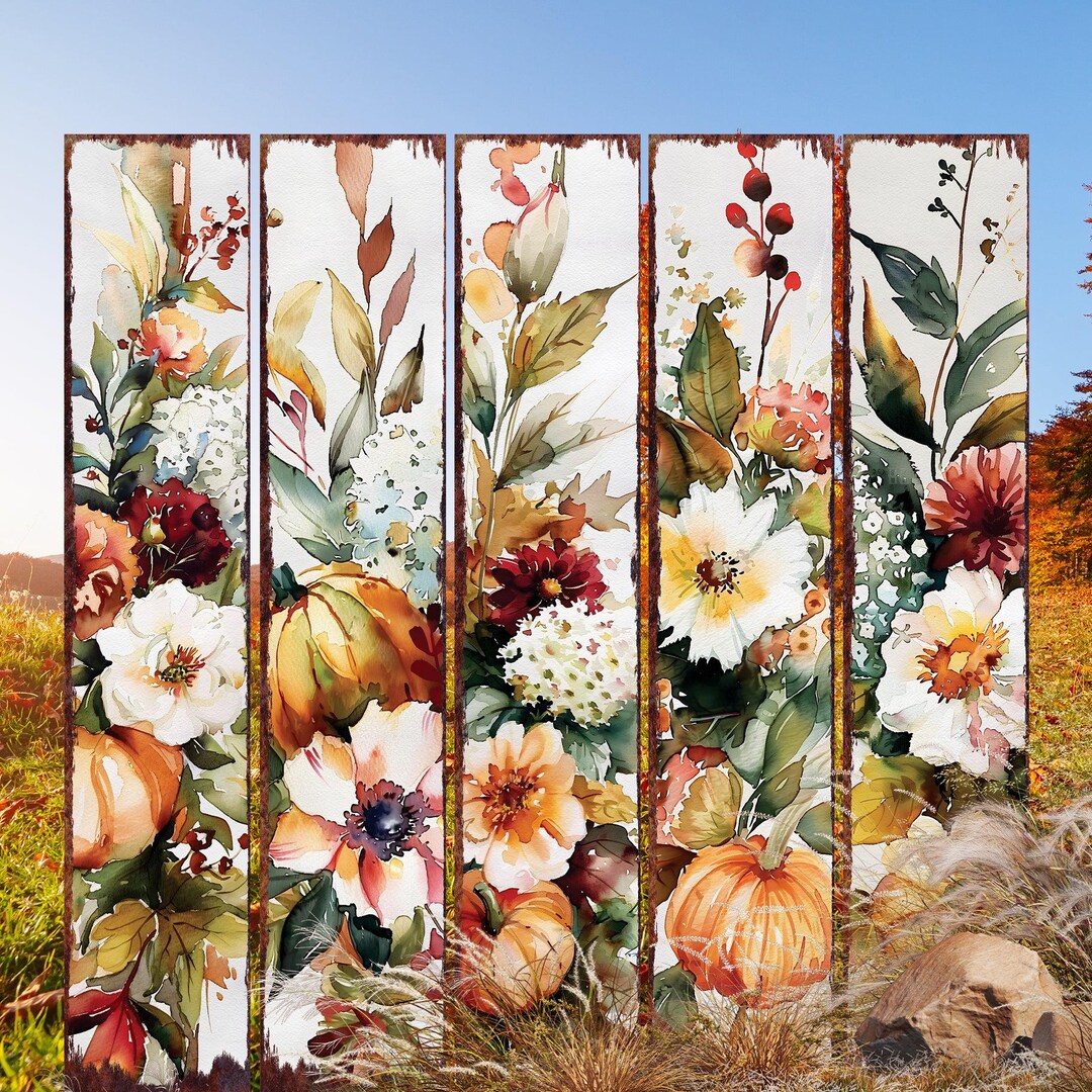 42in Fall Garden Stake | Watercolor Fall Pumpkin Decor - Ideal for ...