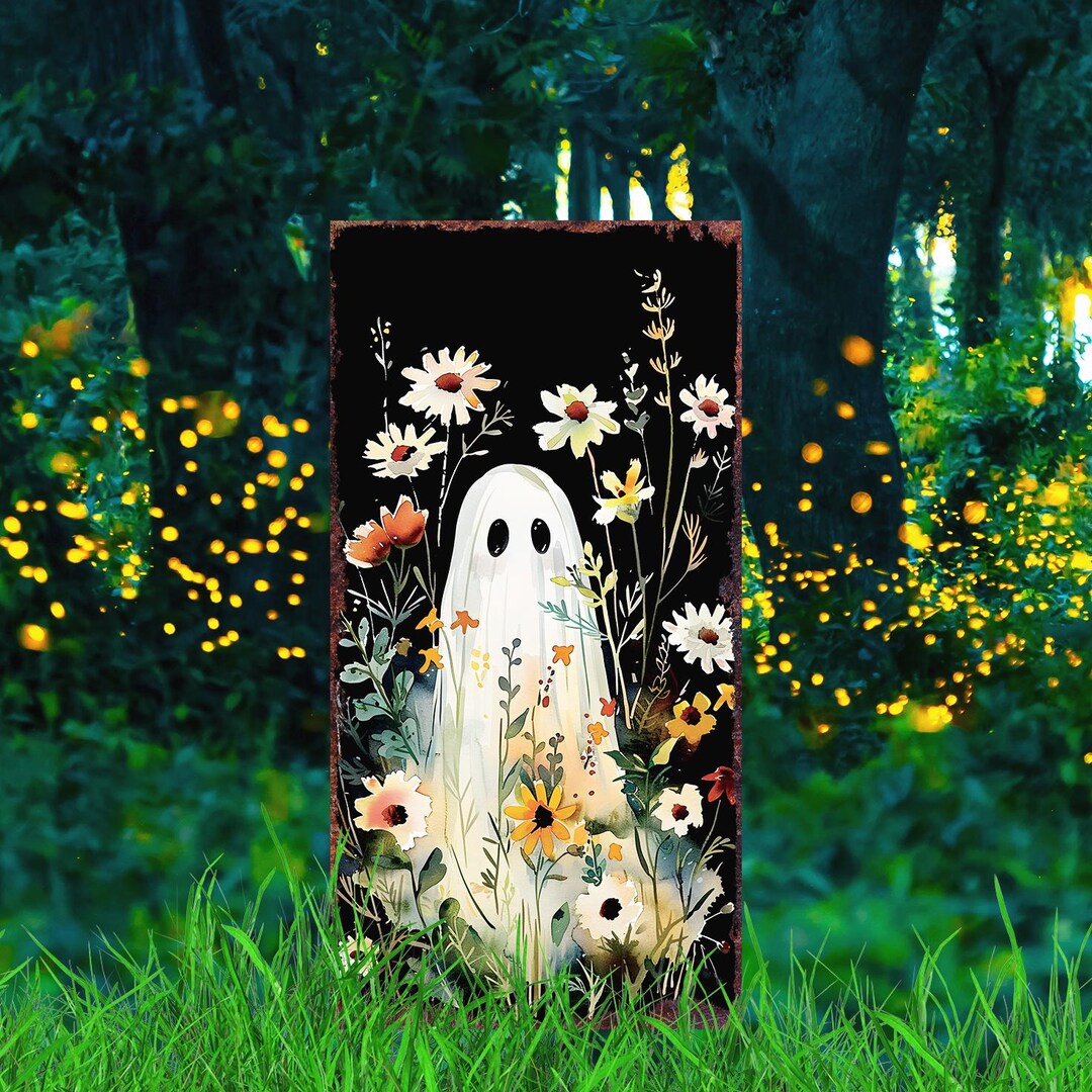 30-inch Halloween Ghost Garden Stake | Wooden Halloween Decor ...
